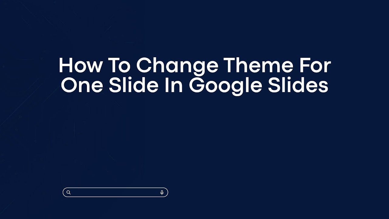 How To Change Theme For One Slide In Google Slides - YouTube