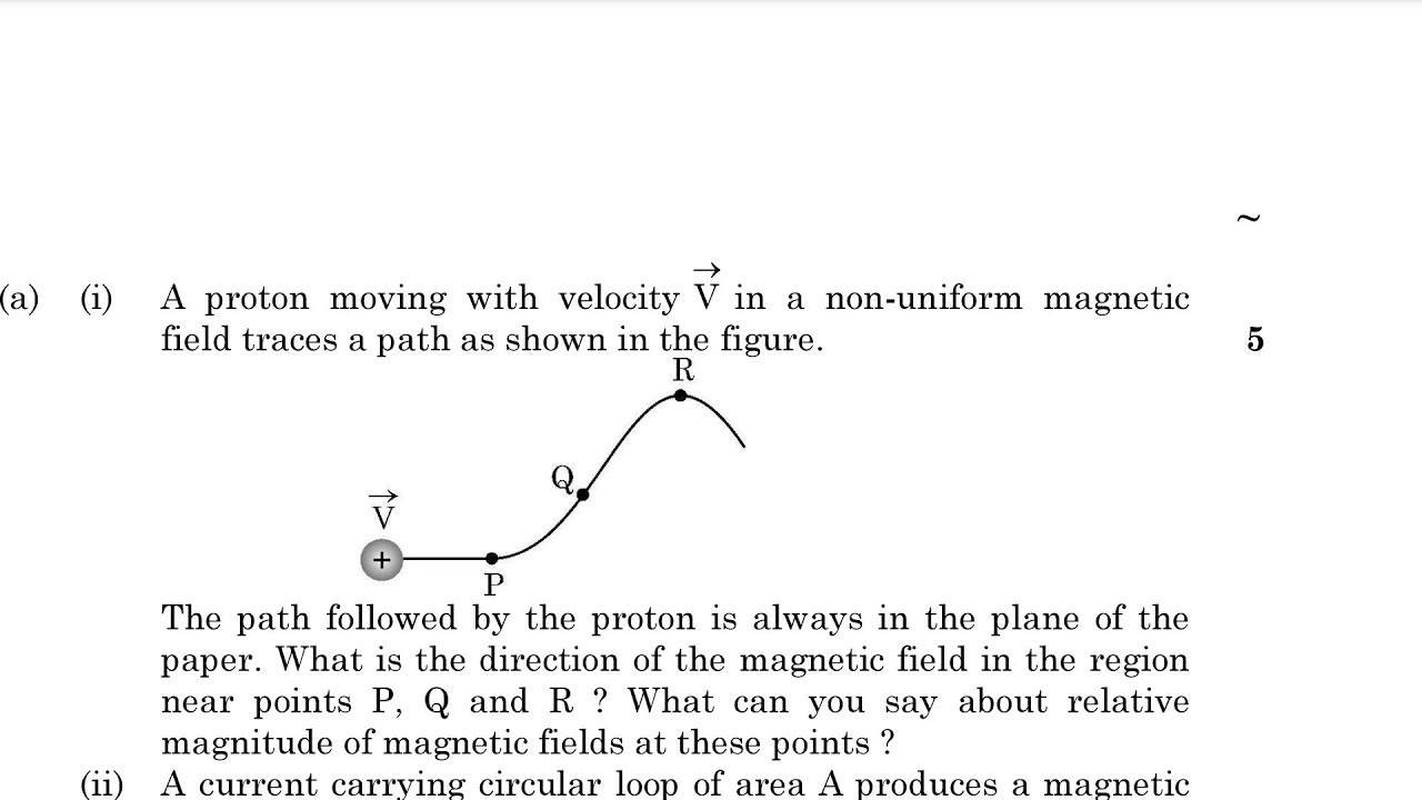A proton moving with velocity V in a non uniform magnetic field traces ...