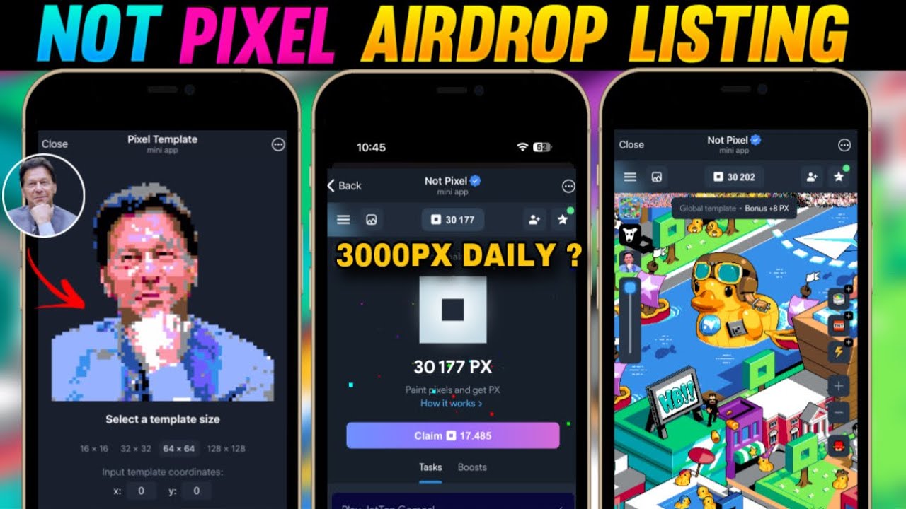 Not Pixel Airdrop Listing Date ? | Not Pixel 3000PX Coins Daily ? | Not ...