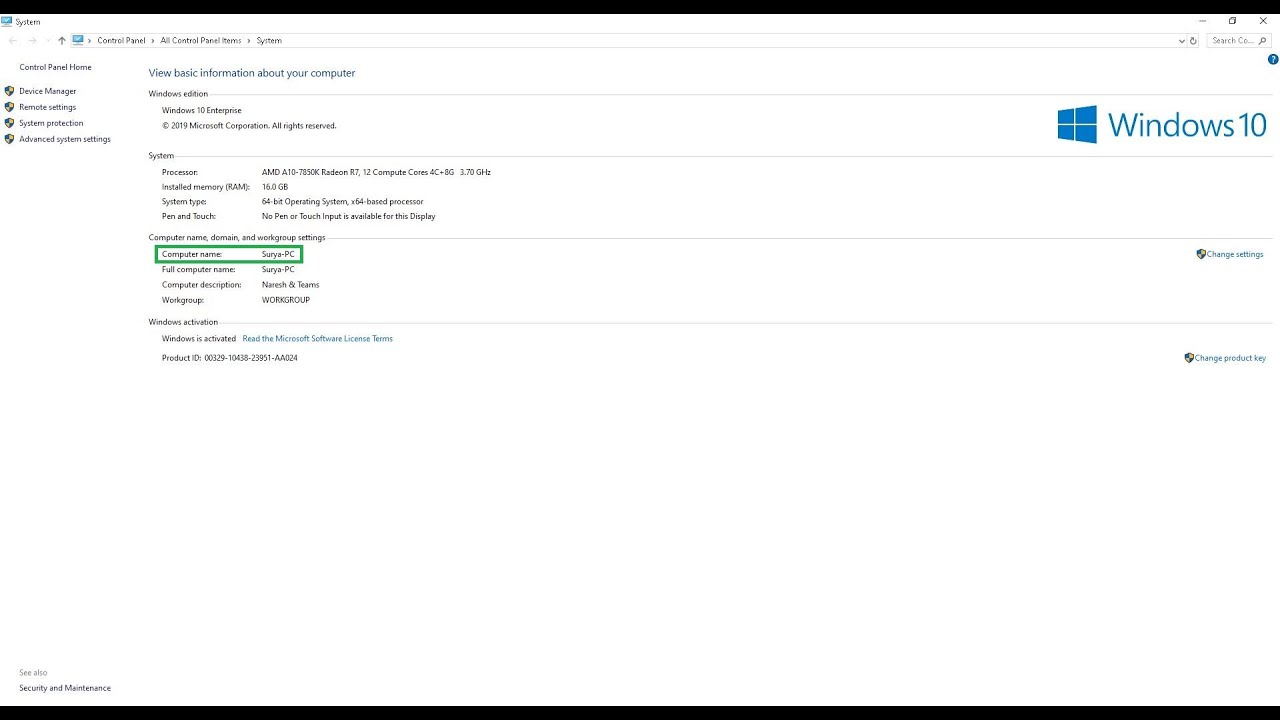 How to find your computer name on wondows 10 - YouTube