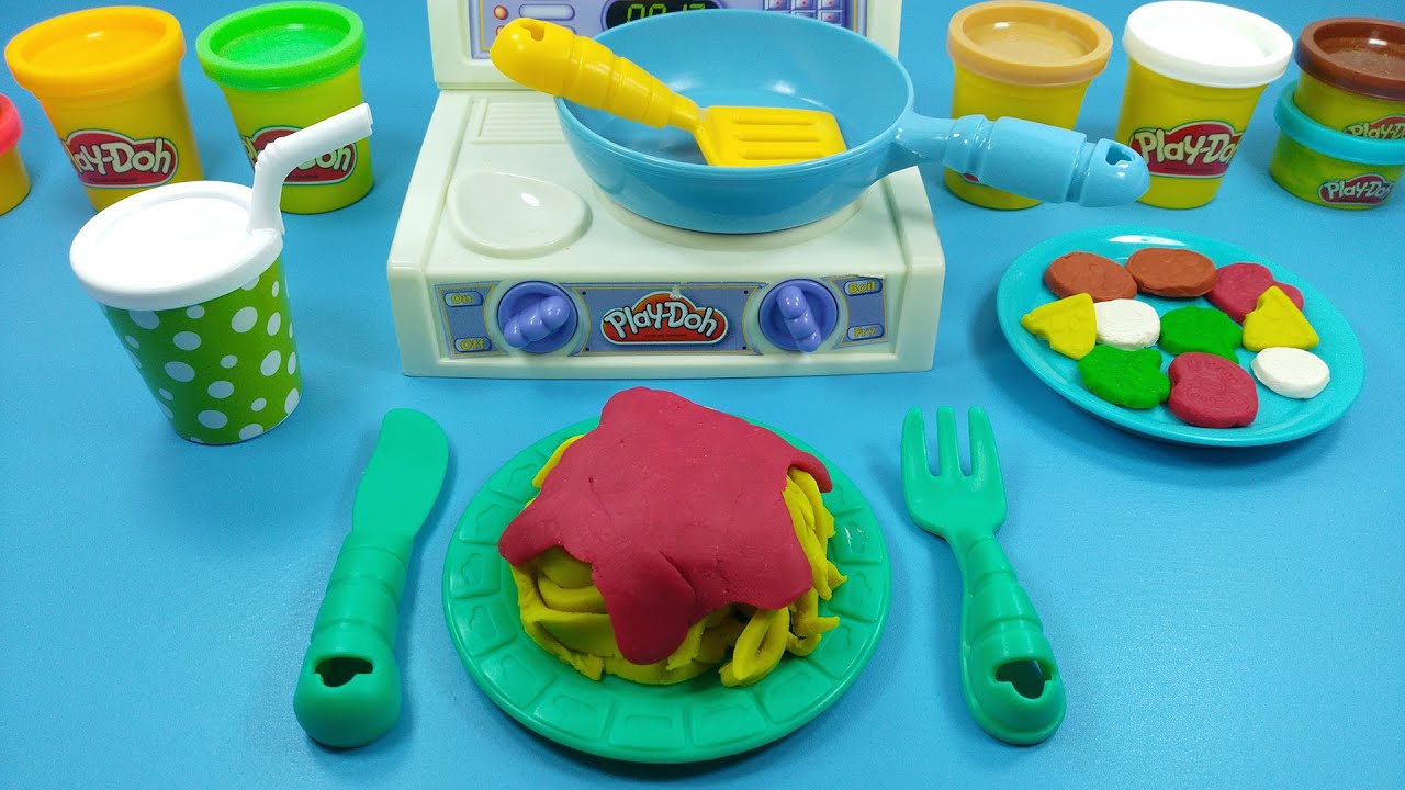 Play-Doh pasta and vegetables. Kitchen toy, Meal Makin. - YouTube