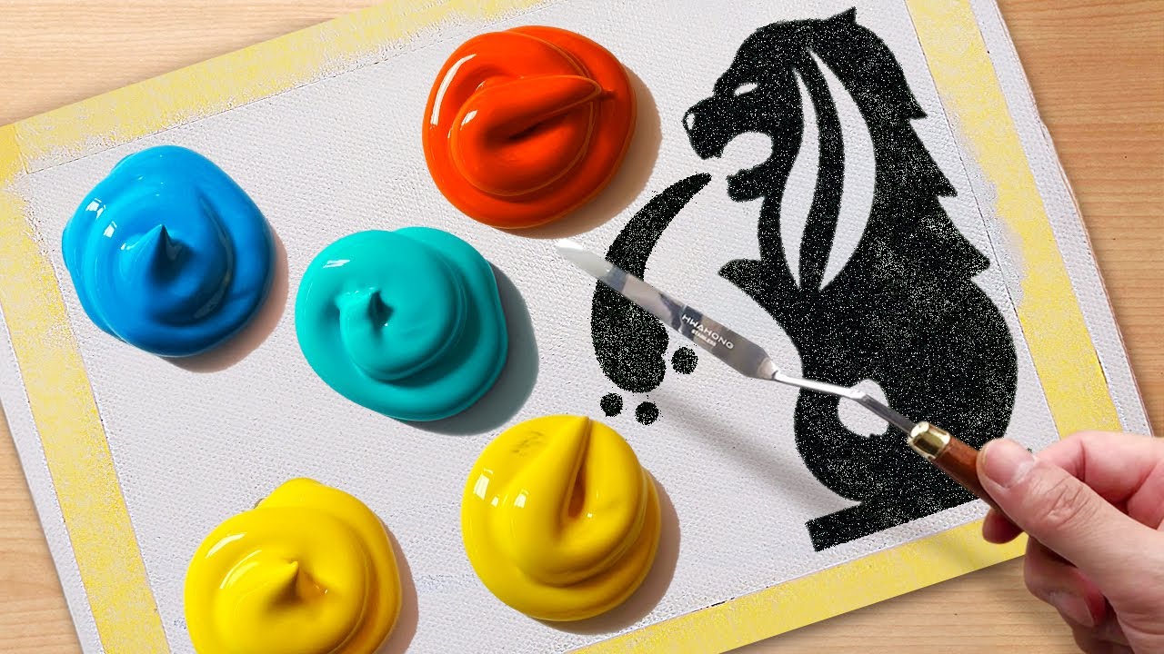 How to Paint a Merlion Scenery in Singapore | Easy painting for ...