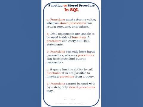function vs store procedure in sql #coding #arrays #programminglanguage ...