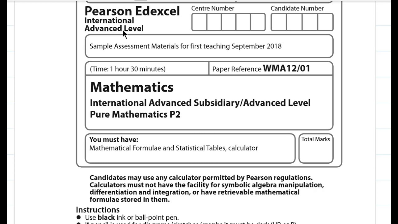 Important Mathematics P2 sample Paper IAL Edexcel - YouTube