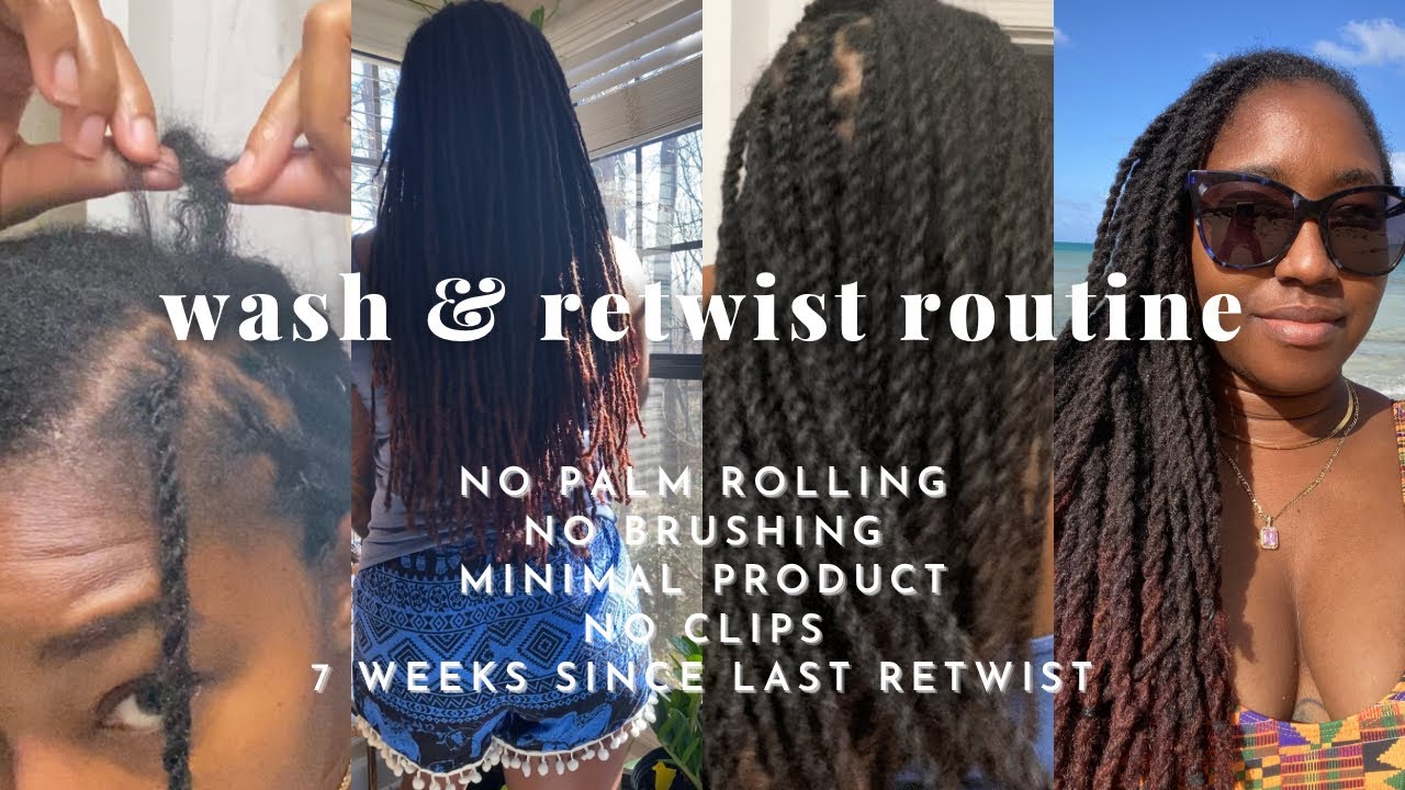 Loc wash and retwist routine with two strand twist on long 22 inch hair ...
