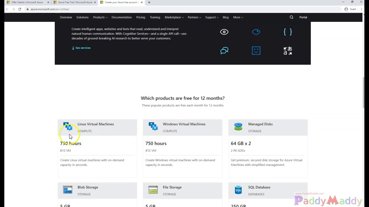 FREE AVAILABILITY azure trial account - YouTube