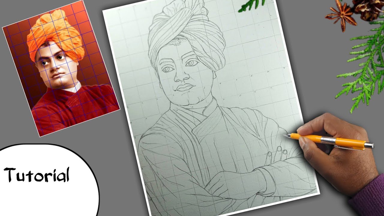 How to draw Swami Vivekananda, Swami Vivekananda outline drawing ...