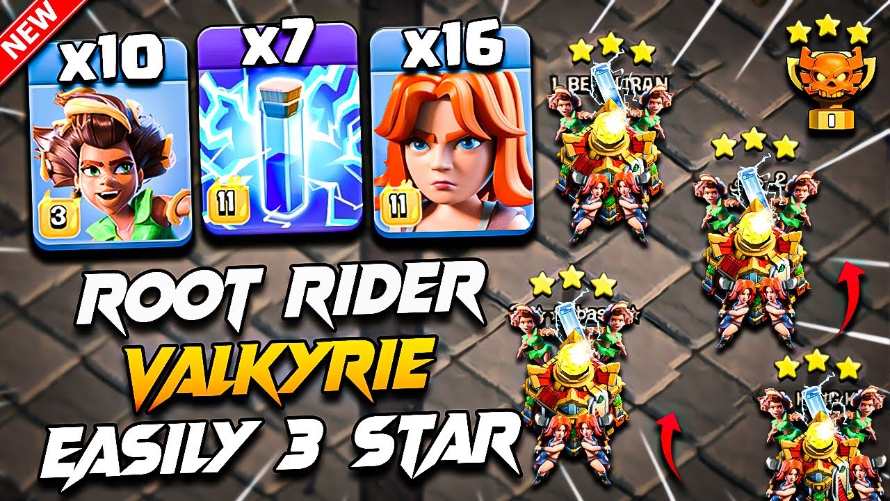 Th16 Attack Strategy With ROOT RIDER VALKYRIE in (Clash Of Clans ...