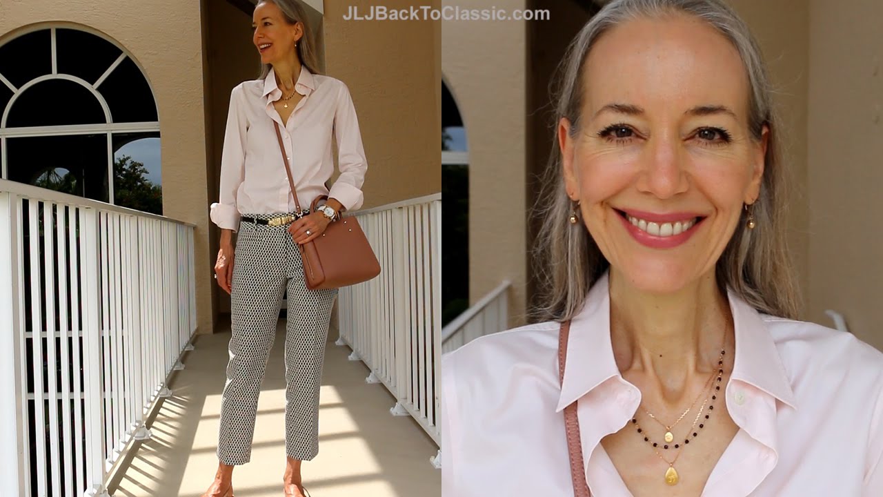 Classic Fashion Over 40/Over 50: Blush Shirt and Flats, Cropped ...