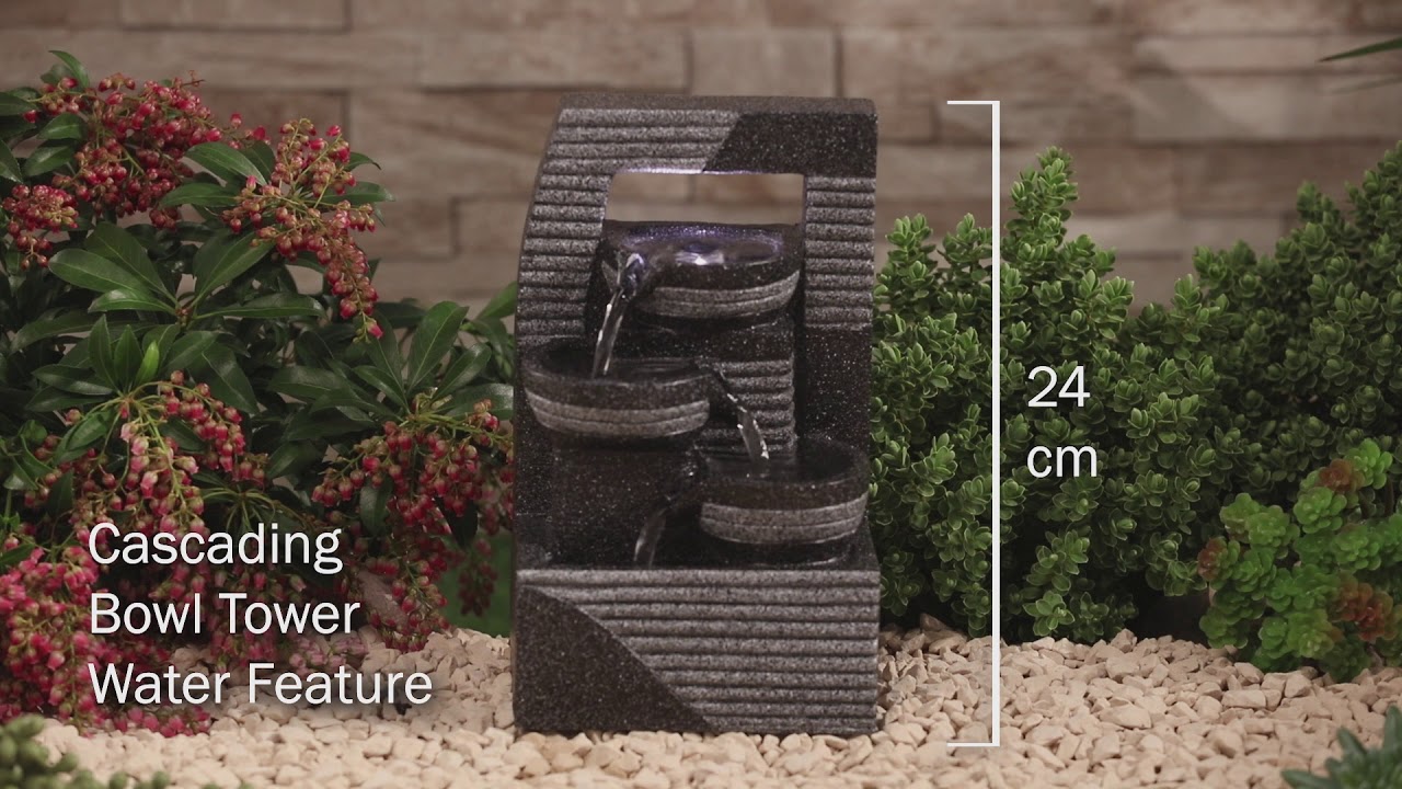 Serenity Table-Top Cascading Bowl Tower Water Feature - YouTube