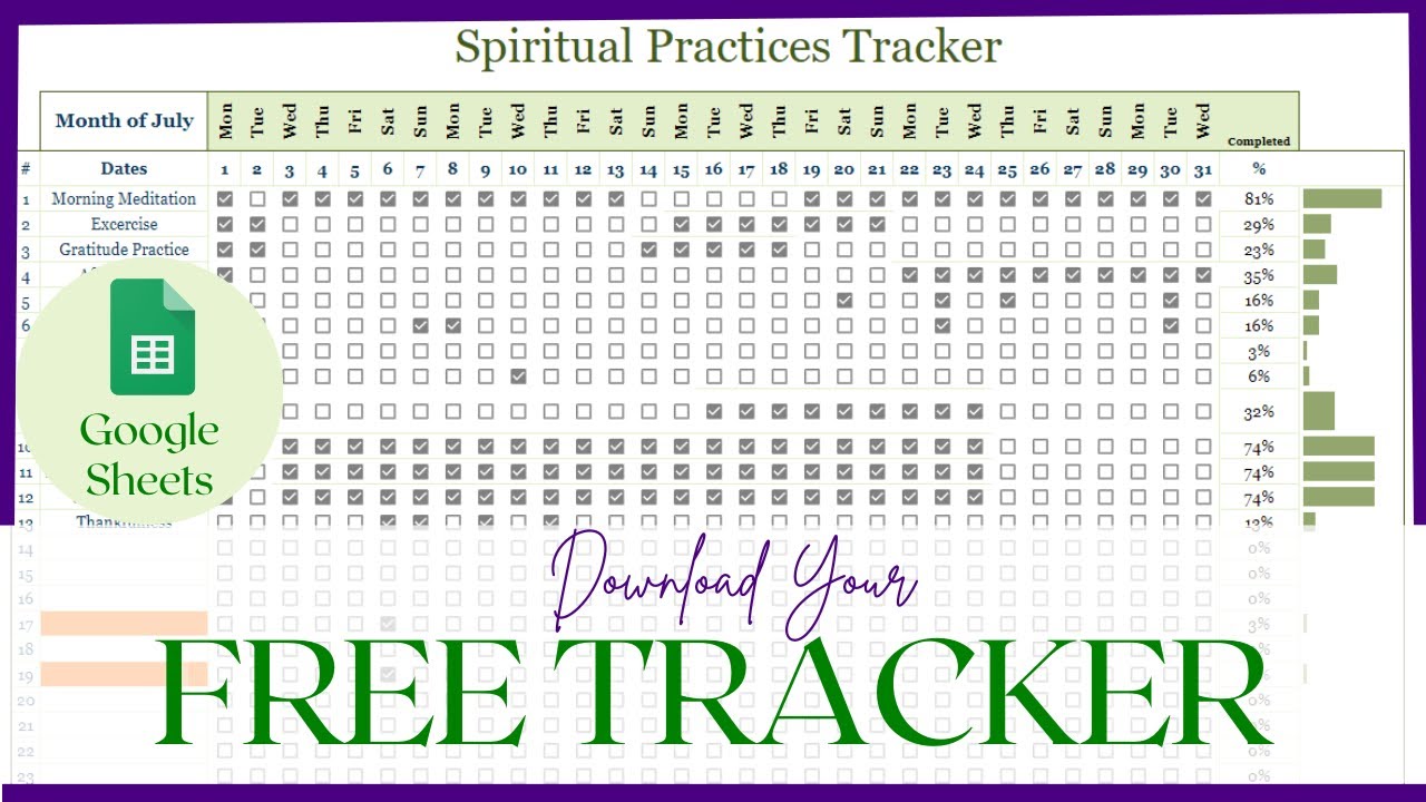 Spiritual Habit Tracker | Google Sheets | Habit Tracking - YouTube