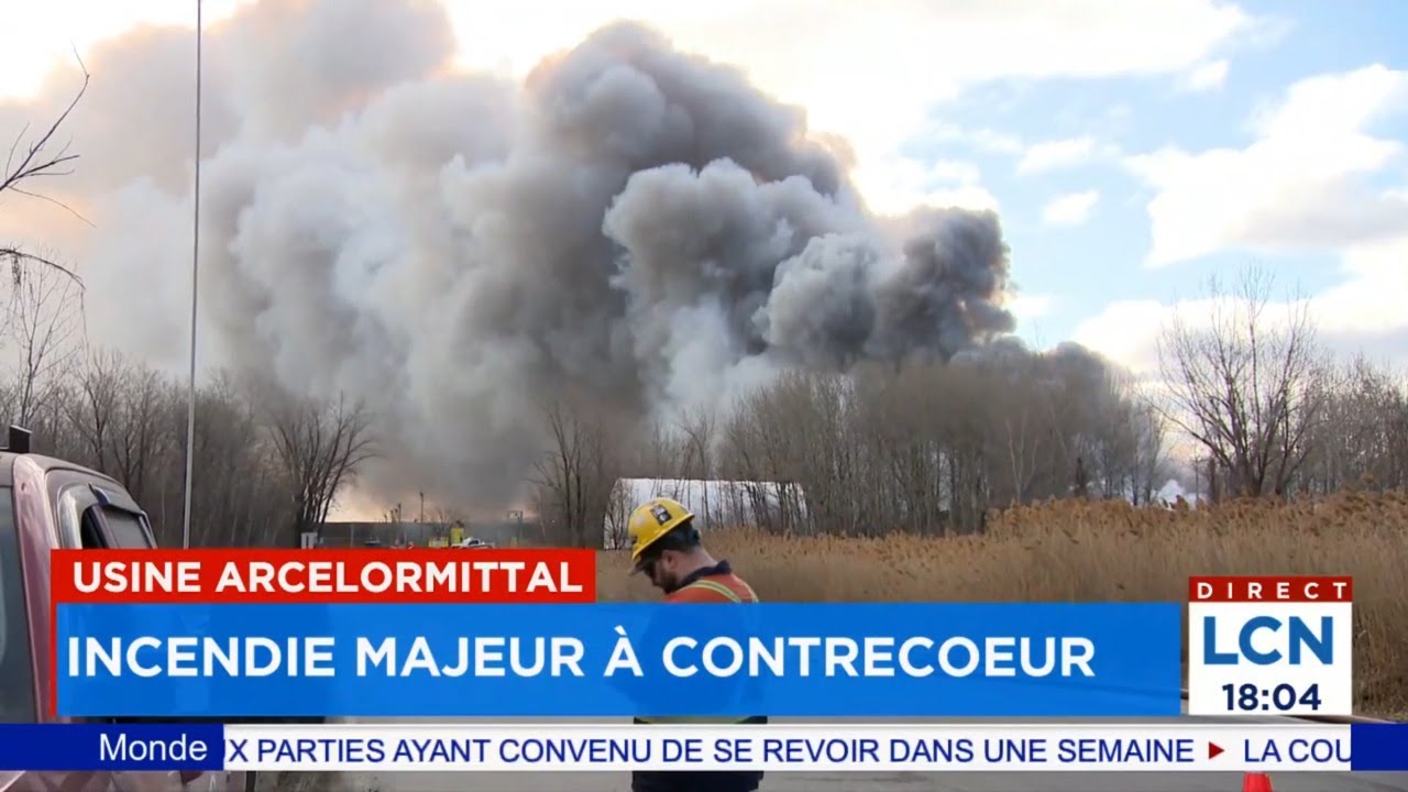 Incendie majeur à l’usine ArcelorMittal de Contrecœur - YouTube
