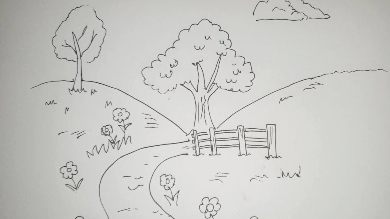 Kako nacrtati Pejzaz za Pocetnike lako/How to draw a Nature for ...