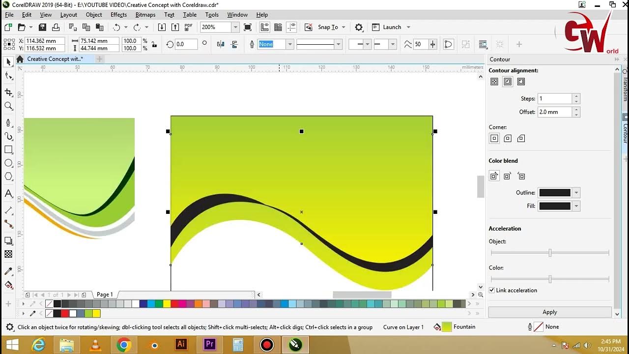 Simple Curve Design In Coreldraw | Coreldraw Fever Studio - YouTube