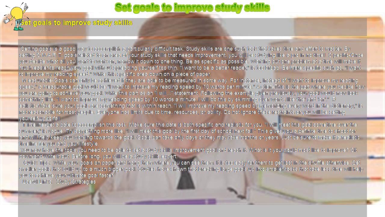 How to : Set goals to improve study skills - YouTube