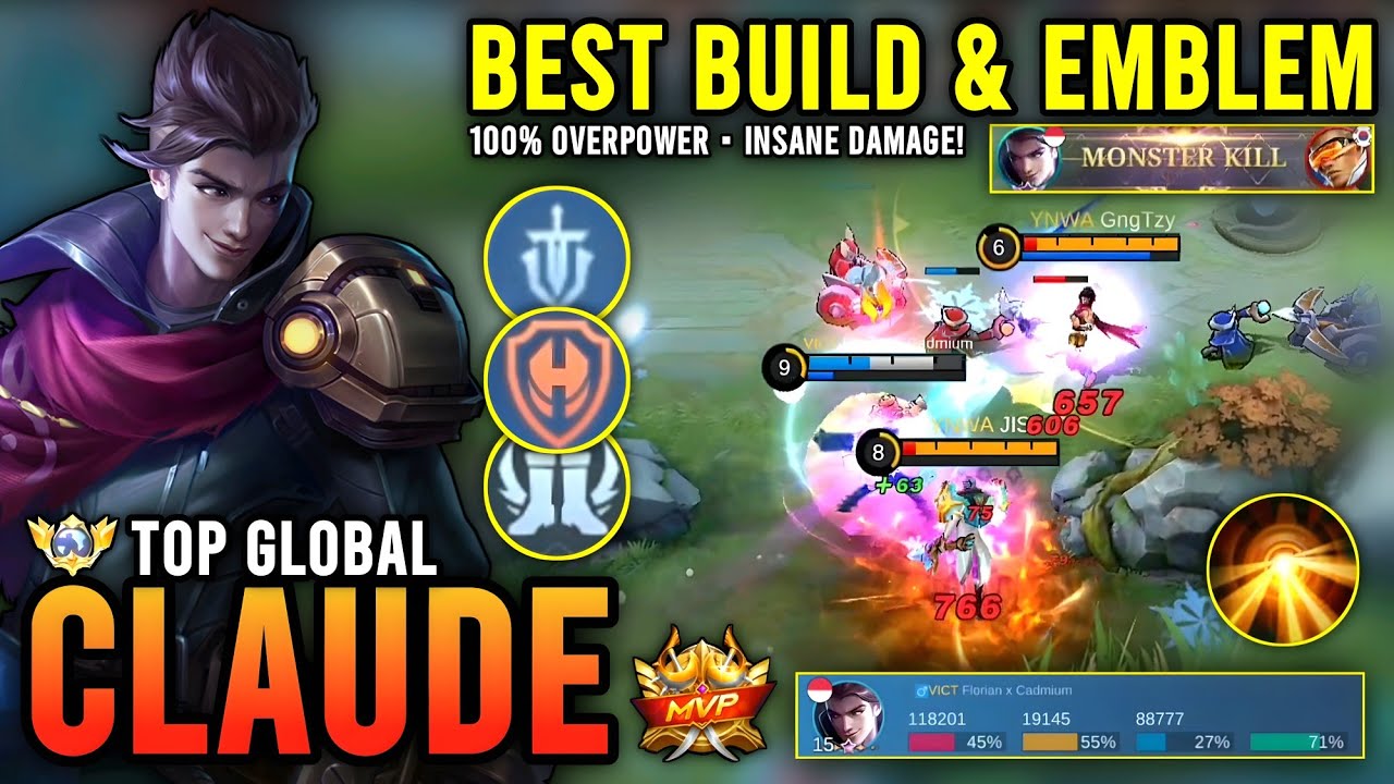 INSANE DAMAGE!! CLAUDE BEST BUILD & EMBLEM 2023 | TOP GLOBAL CLAUDE ...