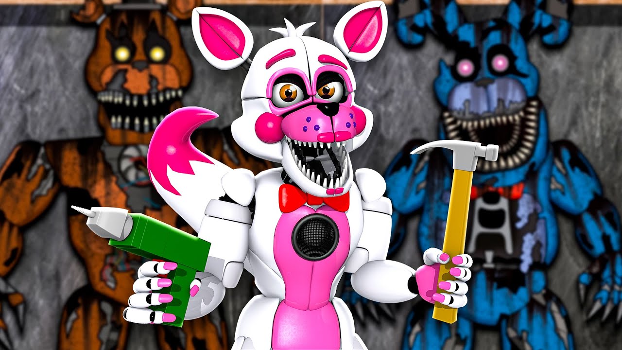 REPAIRING NIGHTMARE Freddy and Nightmare Bonnie With Funtime Foxy and ...