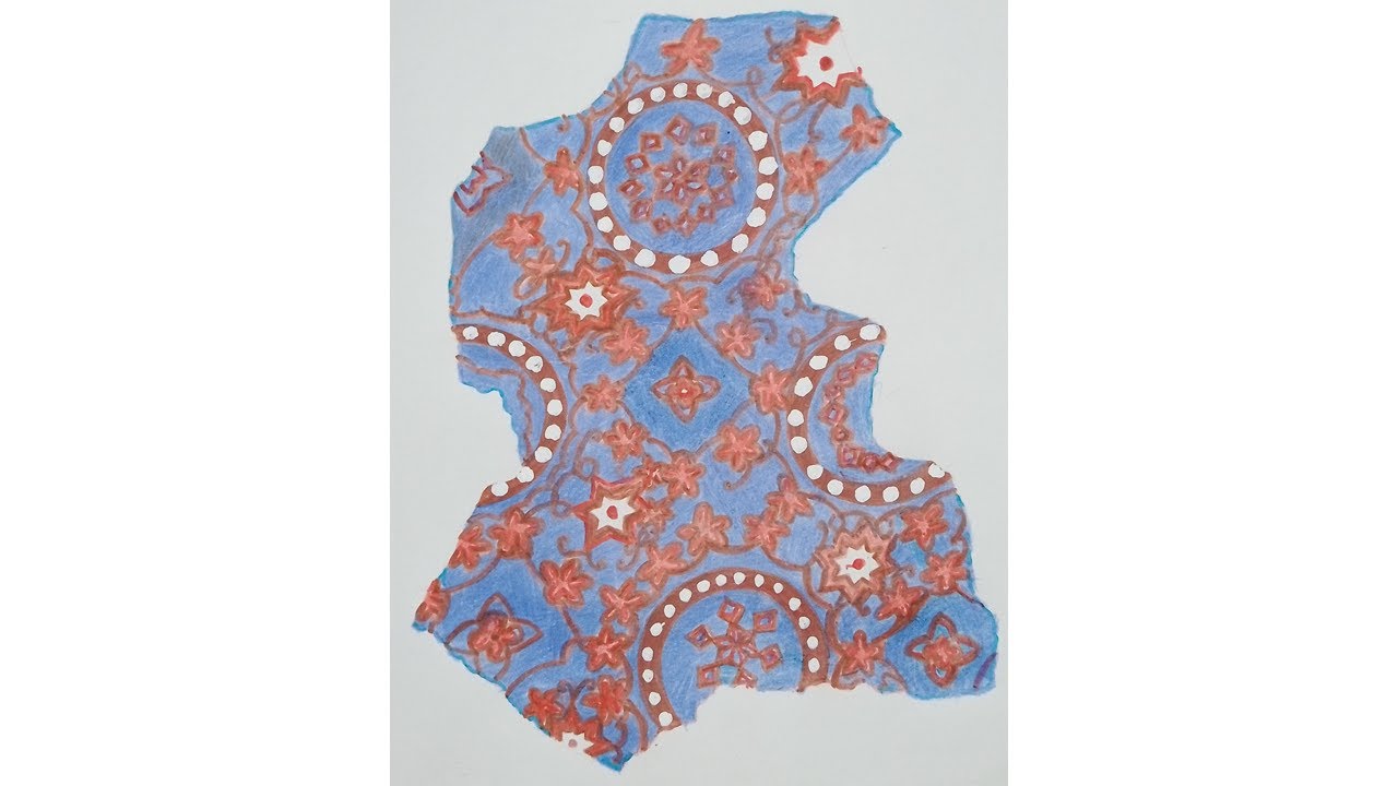 pencil color sindh map drawing | ajrak | pencil color drawing - YouTube