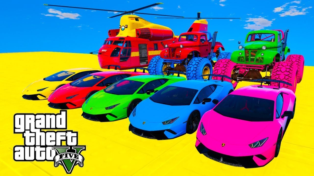 GTA V Mega Ramp On Super Cars, Bikes, Jets and Boats with Trevor and ...