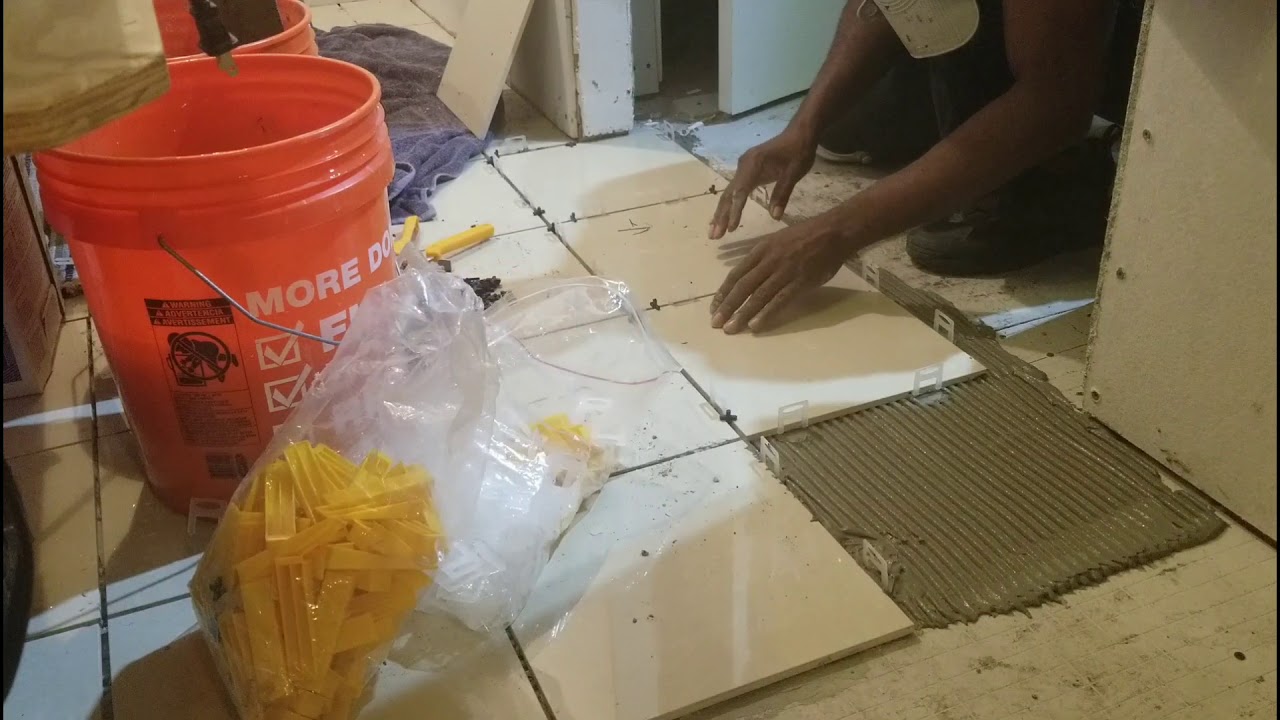 #25 Laying Tile in the Bathroom of Our Shipping Container Home - YouTube