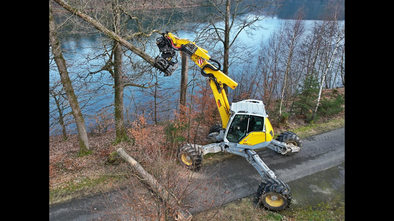 🌲4K|Menzi Muck M545 • Straßensicherung • Durchforstung • Schreitbagger ...