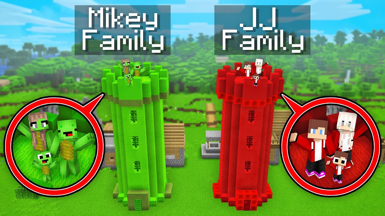Mikey Family vs JJ Family TOWER Survival Battle in Minecraft (Maizen) - YouTube