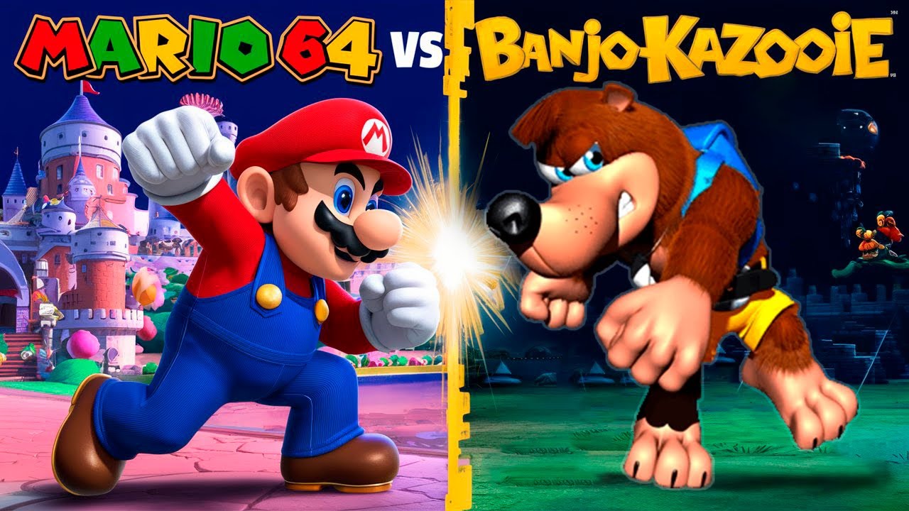 MARIO 64 vs BANJO KAZOOIE en un DUELO de Plataformas - YouTube