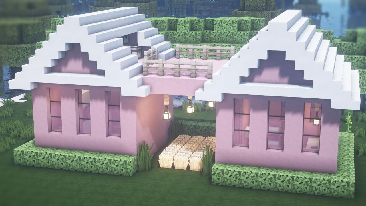 Minecraft 🌸 How to Build a Large Modern House Tutorial (double house ...