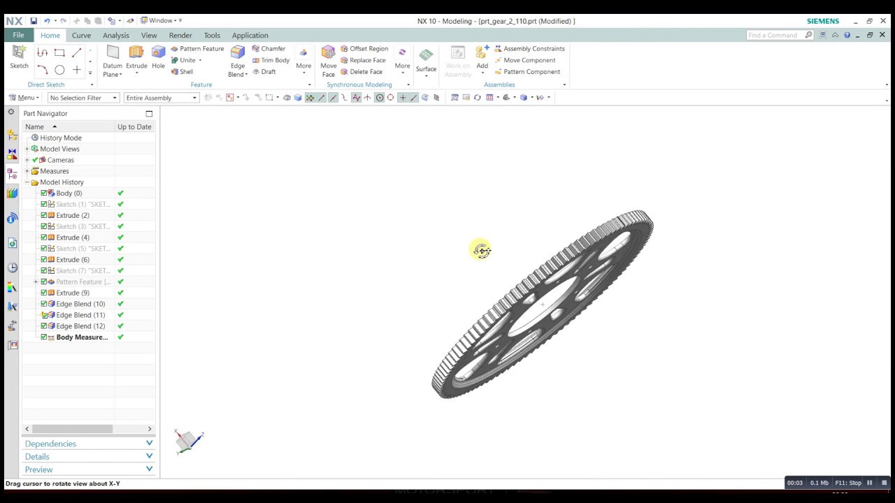 Siemens Nx tutorial Design Gear in NX siemens 10 PLM software - YouTube