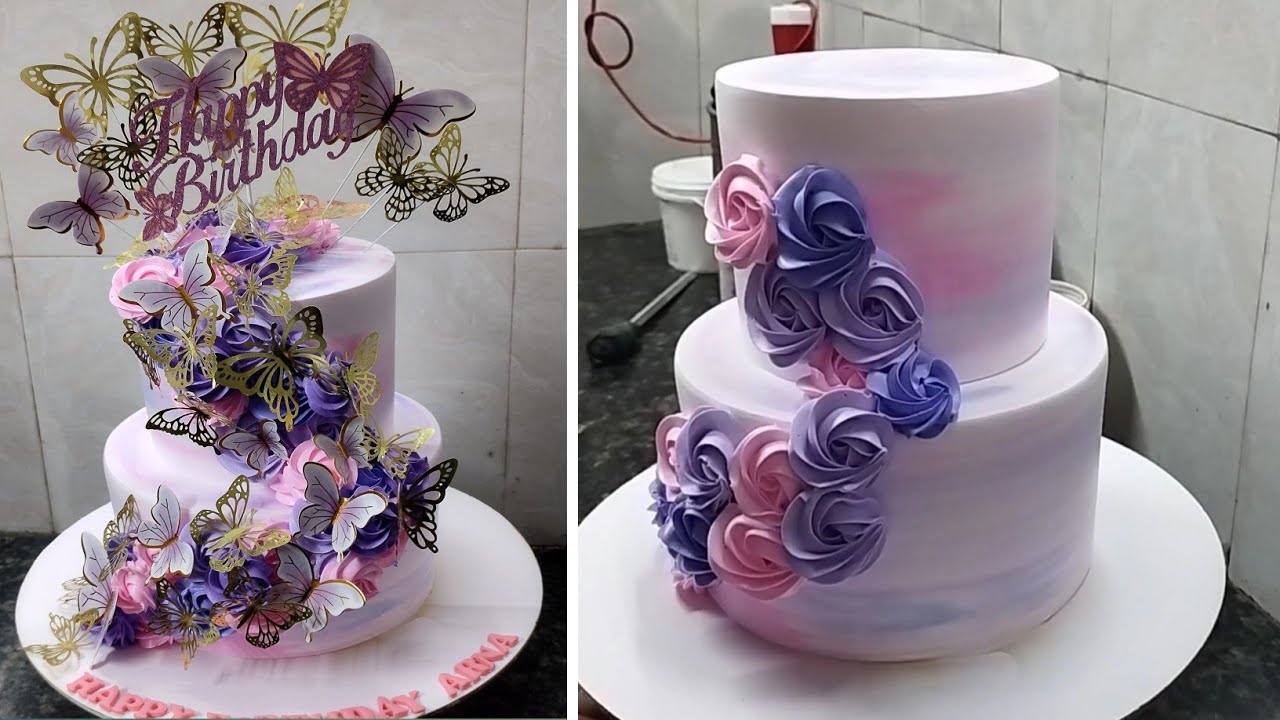 Butterfly Theme Cake Decorating For Girls |Two Step Butterfly Girls ...