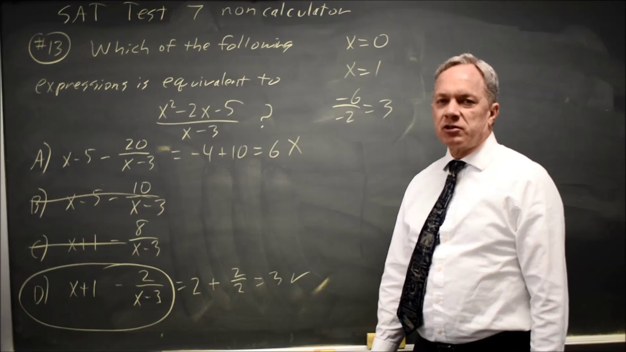 SAT Test 7: Simplifying rational expressions - question #3-13 - YouTube
