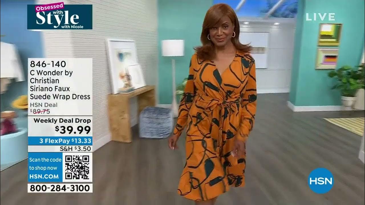 C Wonder by Christian Siriano Faux Suede Wrap Tie Dress - YouTube