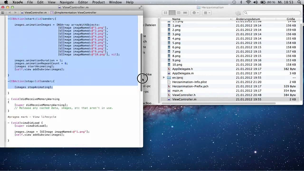 xcode 4.2 Tutorial Animation mit Start und Stop button.mp4 - YouTube