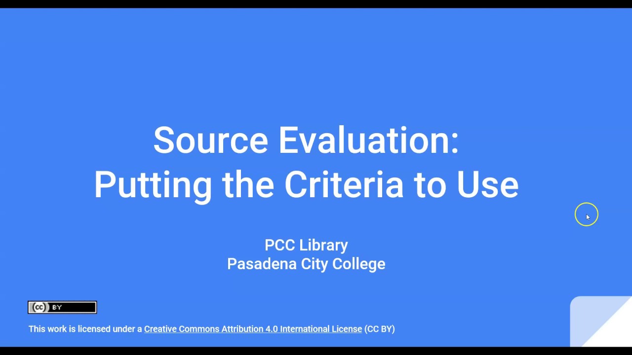 Source Evaluation: Putting the Criteria to Use - YouTube