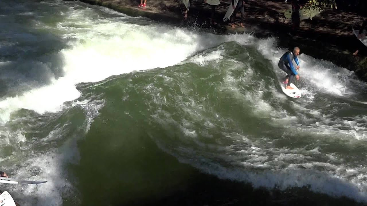 surfers in the Isar River in Munich, Germany - YouTube