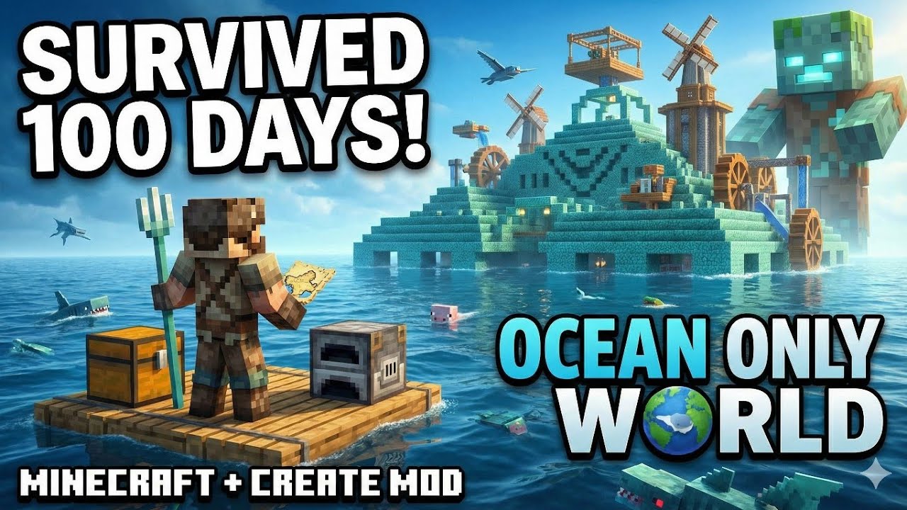 I Survived 100 Days in Ocean Only World in Minecraft Hardcore - YouTube