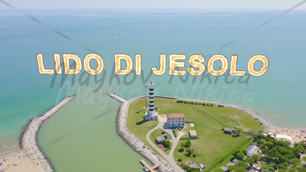 Inscription on video. Italy, Jesolo. Light House Faro di Piave Vecchia ...