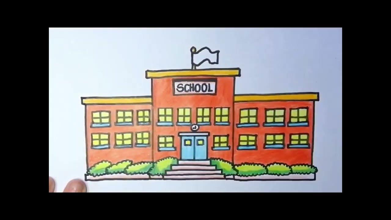 HOW TO DRAW A SCHOOL EASY - YouTube