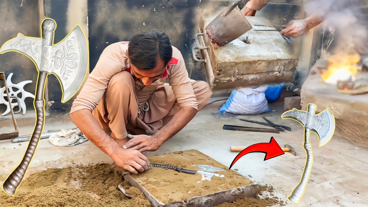 Crafting a Unique Axe Using Sand Casting | Axe Making Process Tutorial | Multi Skills Hub - YouTube