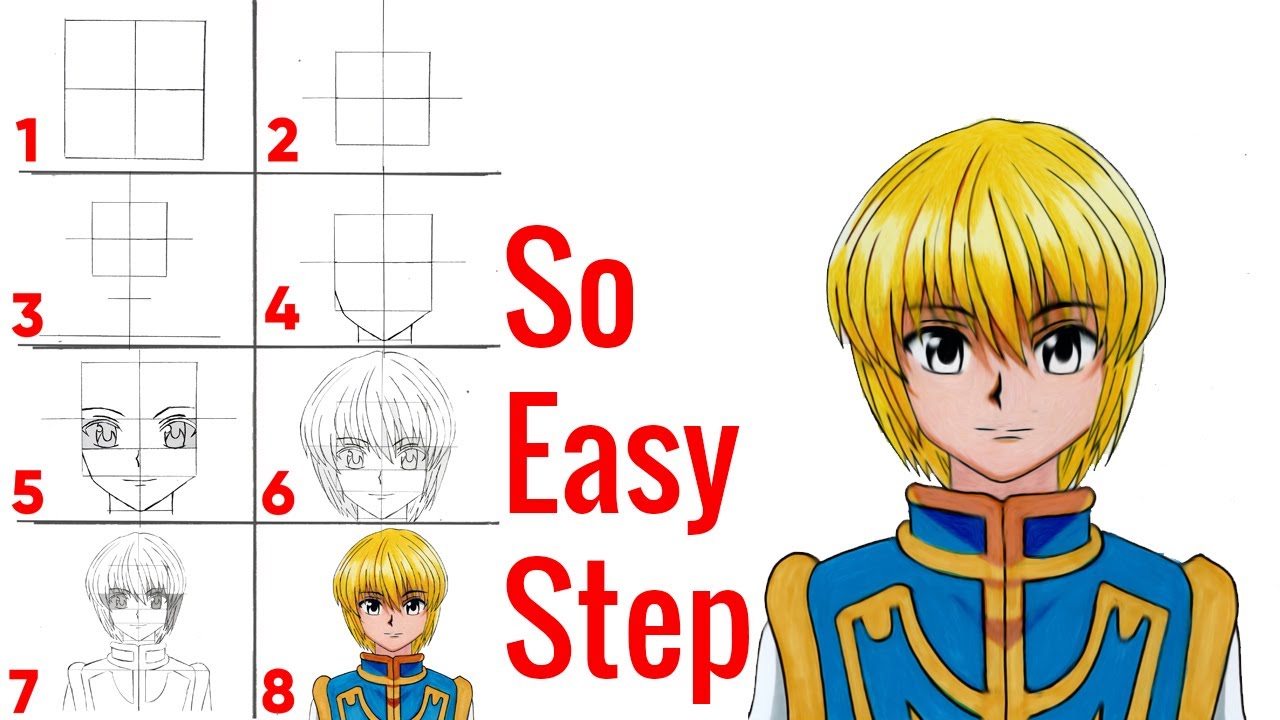 How to Draw Kurapika Easy Step by Step - Hunter x Hunter - YouTube