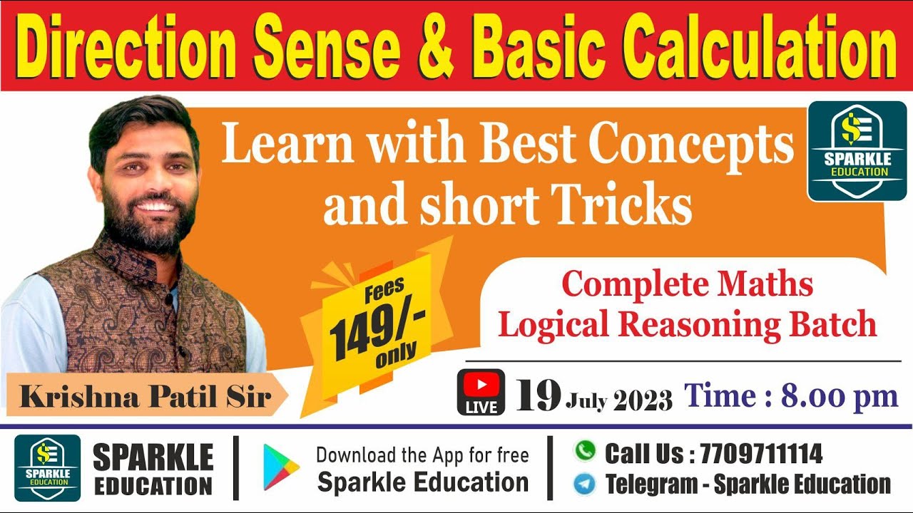 Direction Sense & Basic Calculation I KP Sir | Special Maths+LR Batch |149/-Golden Offer|Sparkle ...