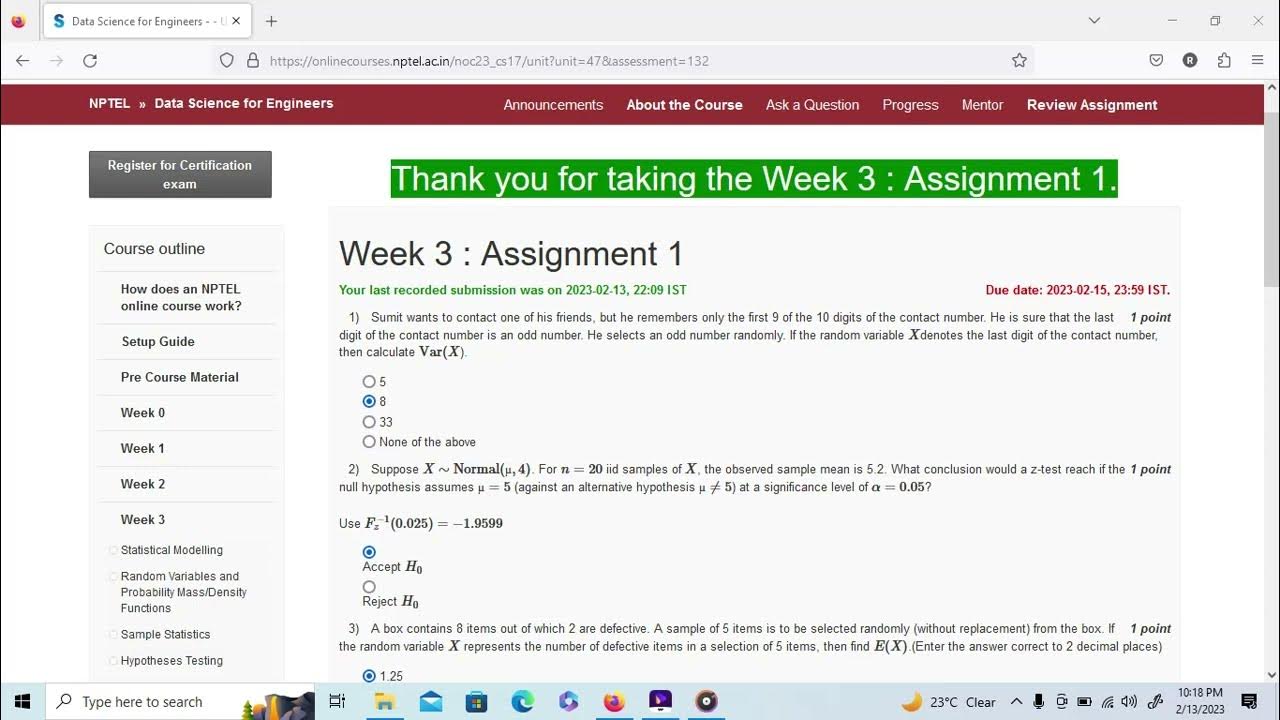 Data Science for Engineers NPTEL SWAYAM Course Week 3 Assignment ...