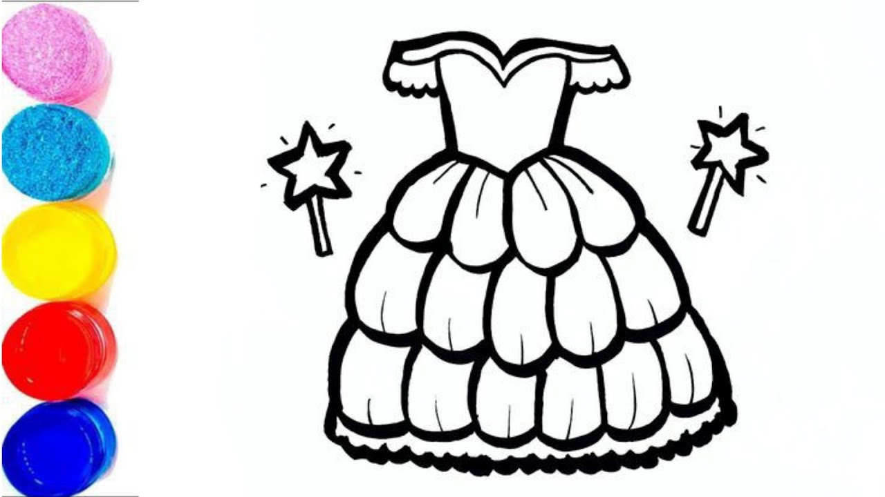 How to draw a Dress for Kids and Toddlers | Drawing, Coloring and ...