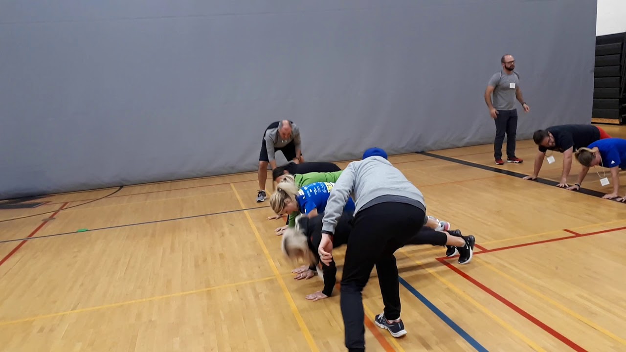 Team Planks Caterpillar Relay with Push Up Wave - YouTube