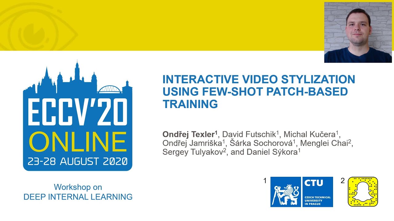 ECCV2020 talk: Interactive Video Stylization Using Few-Shot Patch-Based Training - YouTube