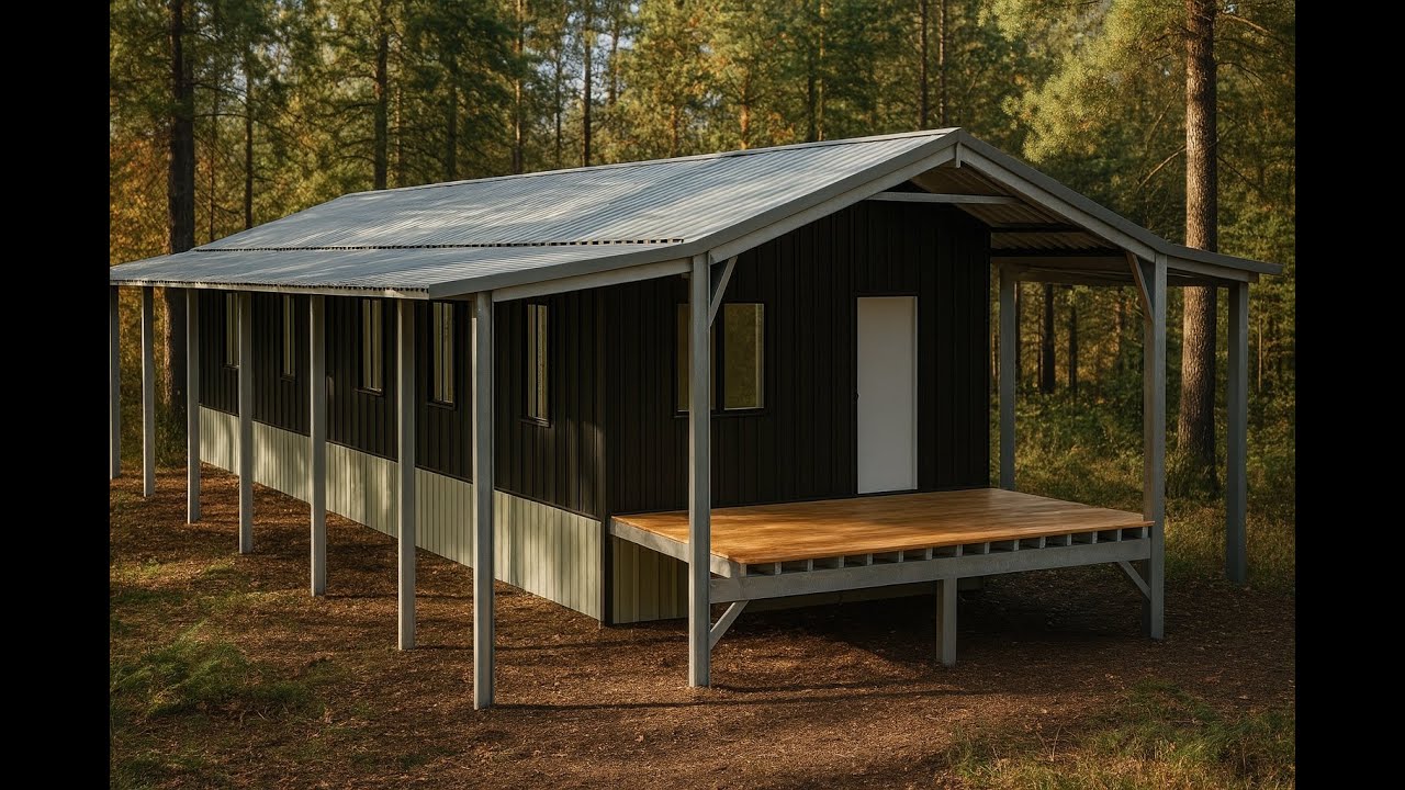 Ultimate 18x55 Cabin Kit: Modern Design with Double Lean-To & Front ...