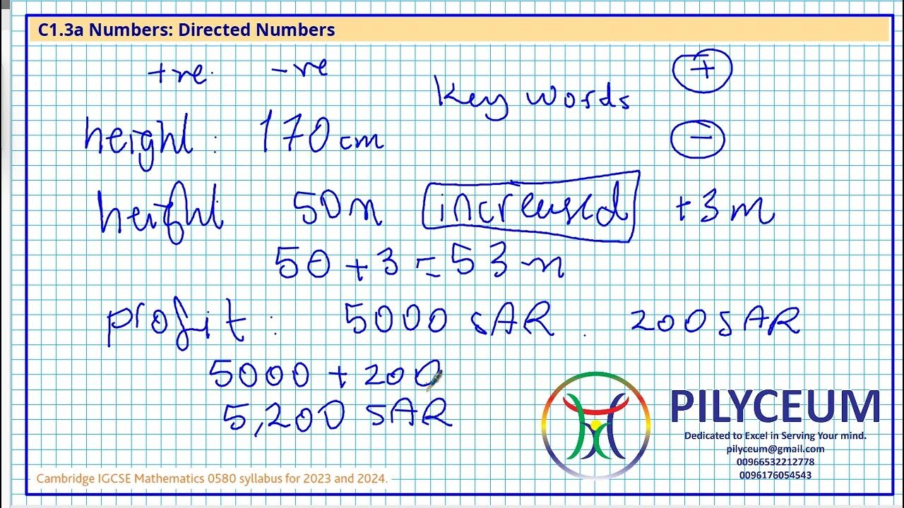C1.3a Numbers Directed Numbers - YouTube