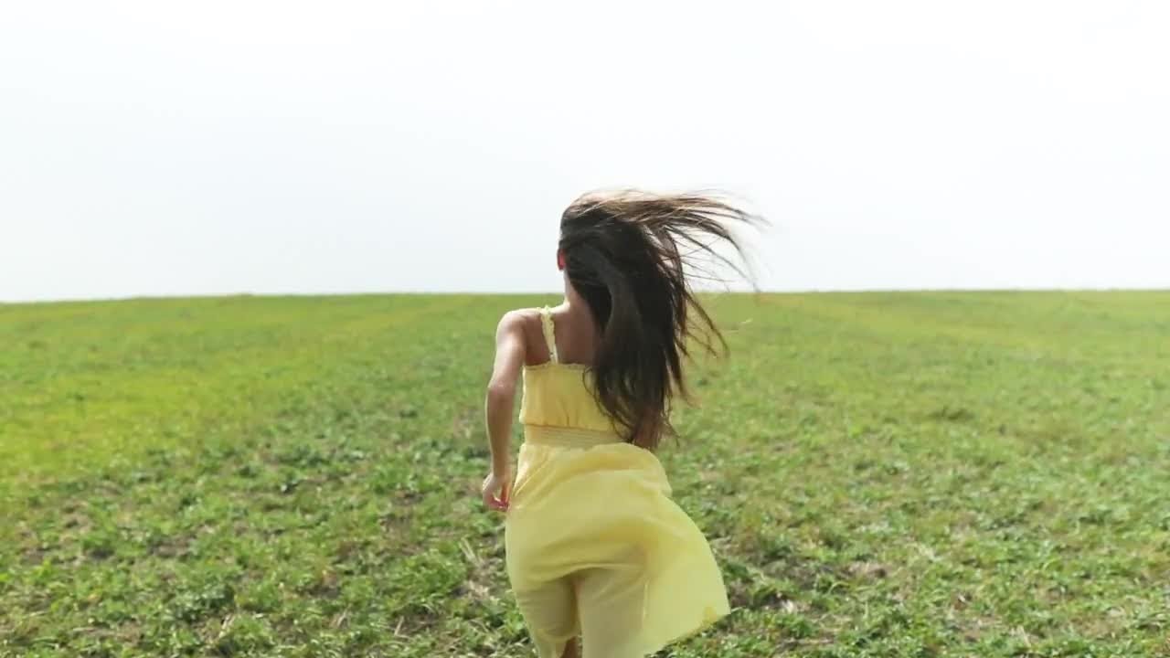 Girl Runs Through Field Stock Video - YouTube
