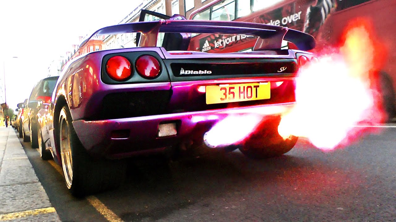 Britain's LOUDEST Car! - Lamborghini Diablo SV FLAMES and Ride - YouTube