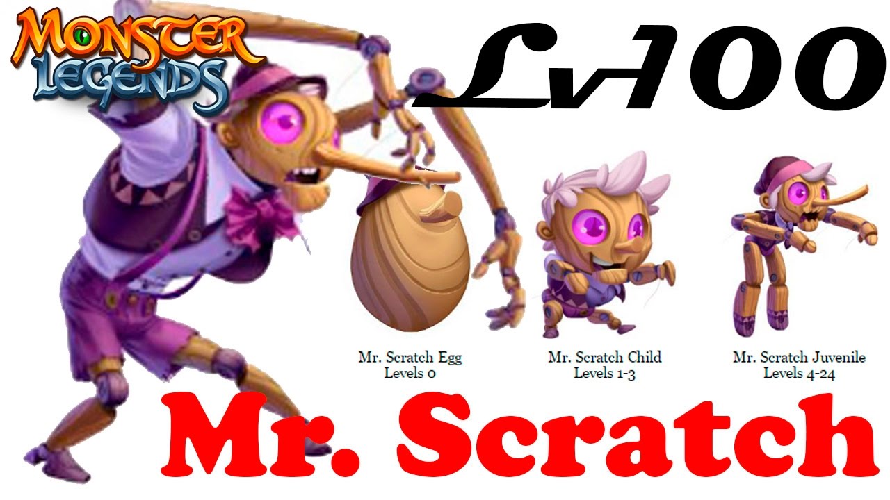 Mr. Scratch 1 to 100 level Монстр на прокачку Monster Legends - YouTube